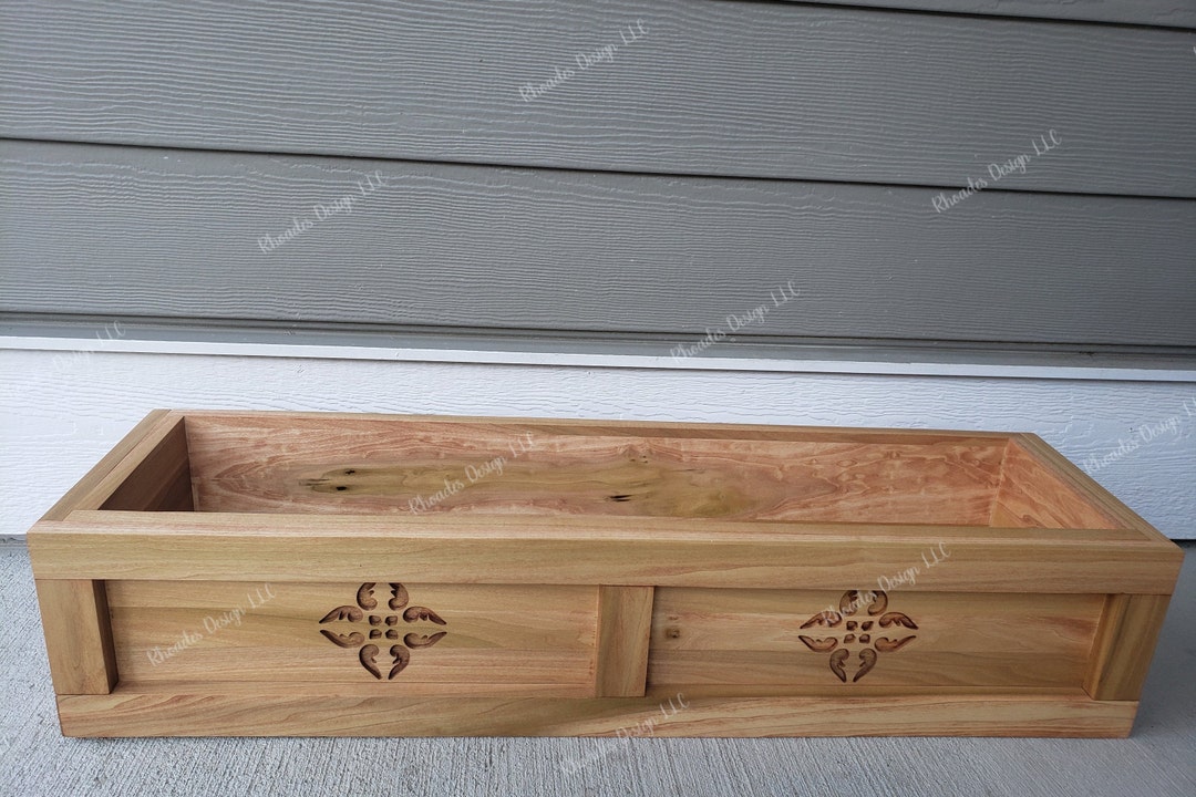 Wood Window Box, Wooden Window Box With Emblem, Planter Box, Flower Box ...