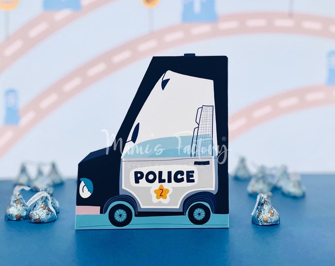 Police Car Printable Box - Police Birthday Favor Box - Police Gift Box ...