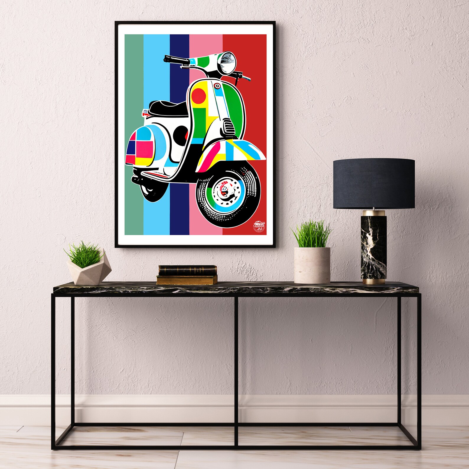 Classic Vespa Print Vintage Scooter Wall Art, Vespa Poster, Mods Print ...