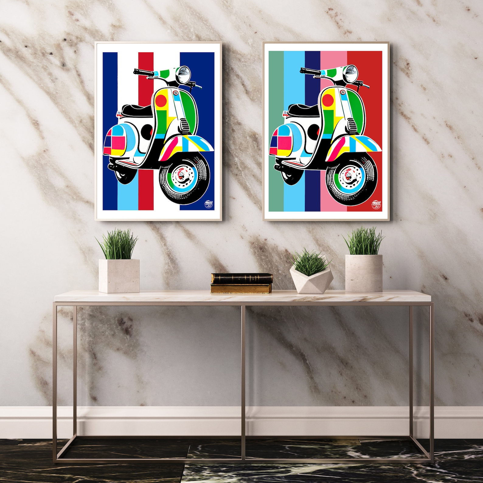 Classic Vespa Print Vintage Scooter Wall Art, Vespa Poster, Mods Print ...