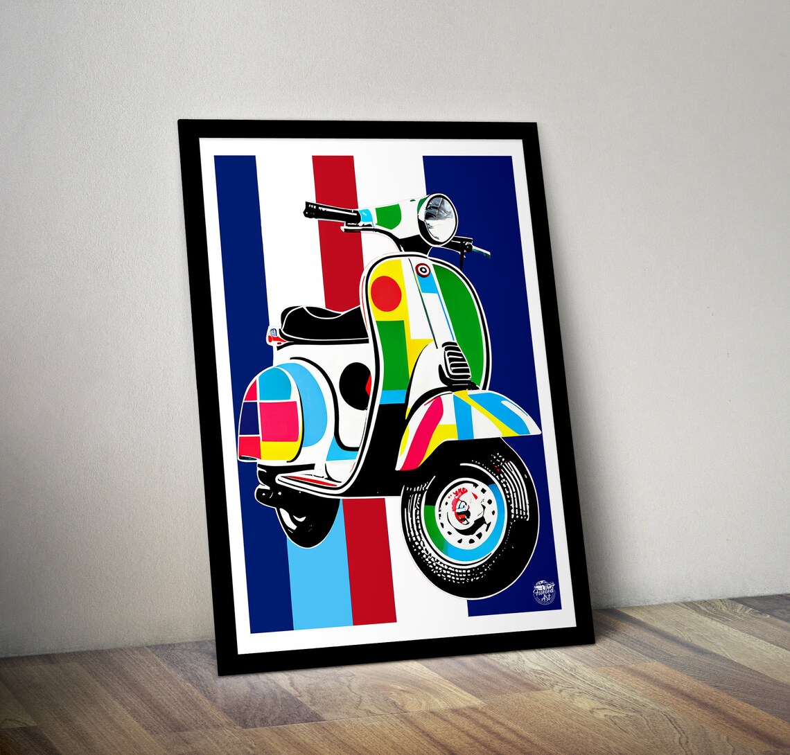 Classic Vespa Print Vintage Scooter Wall Art, Vespa Poster, Mods Print ...