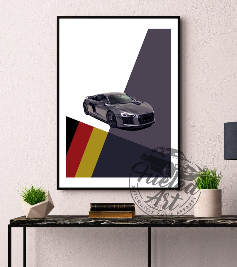 Audi R8 V10 Print Audi R8 Wall Art, Supercar Print, Audi R8 Gifts, Audi ...