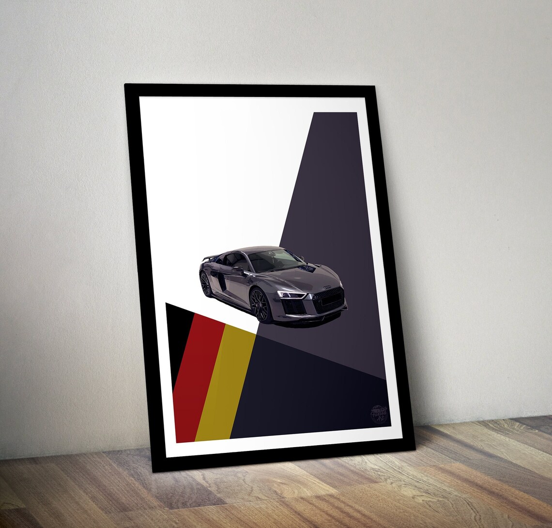 Audi R8 V10 Print Audi R8 Wall Art, Supercar Print, Audi R8 Gifts, Audi ...