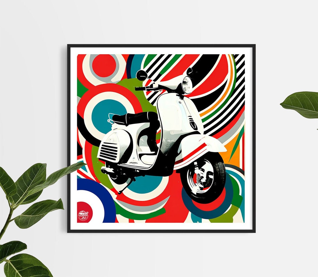 Classic Vespa Print Vintage Scooter Wall Art, Vespa Poster, Mods Print ...