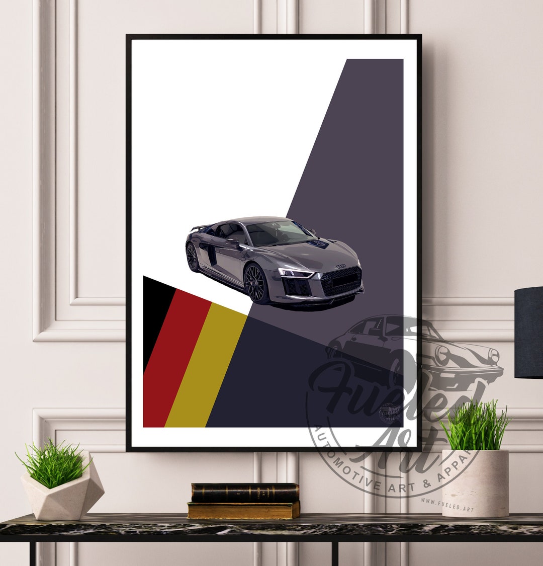 Audi R8 V10 Print Audi R8 Wall Art, Supercar Print, Audi R8 Gifts, Audi ...