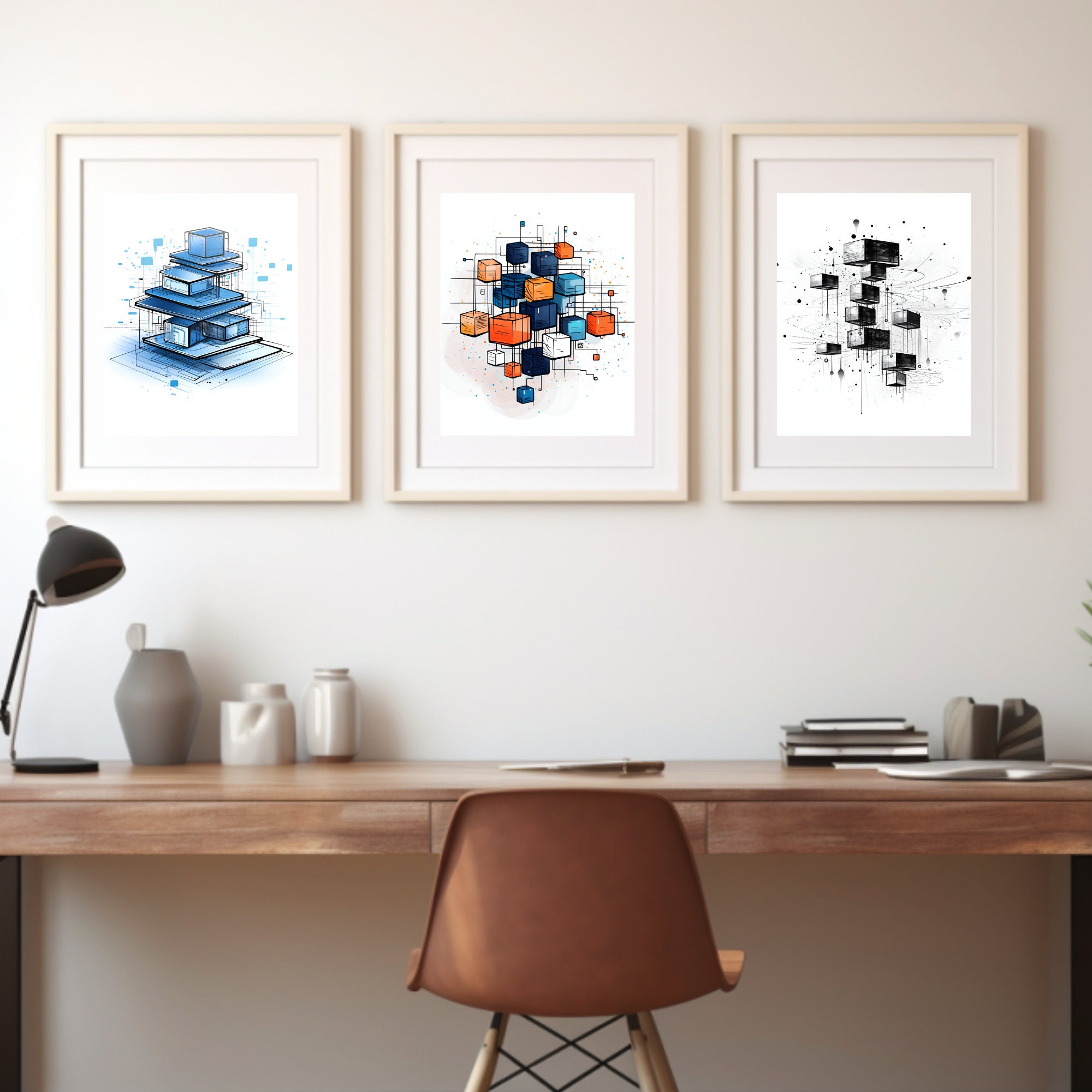 Set of 3 Data Structures Art Prints - Modern Data Science Decor ...