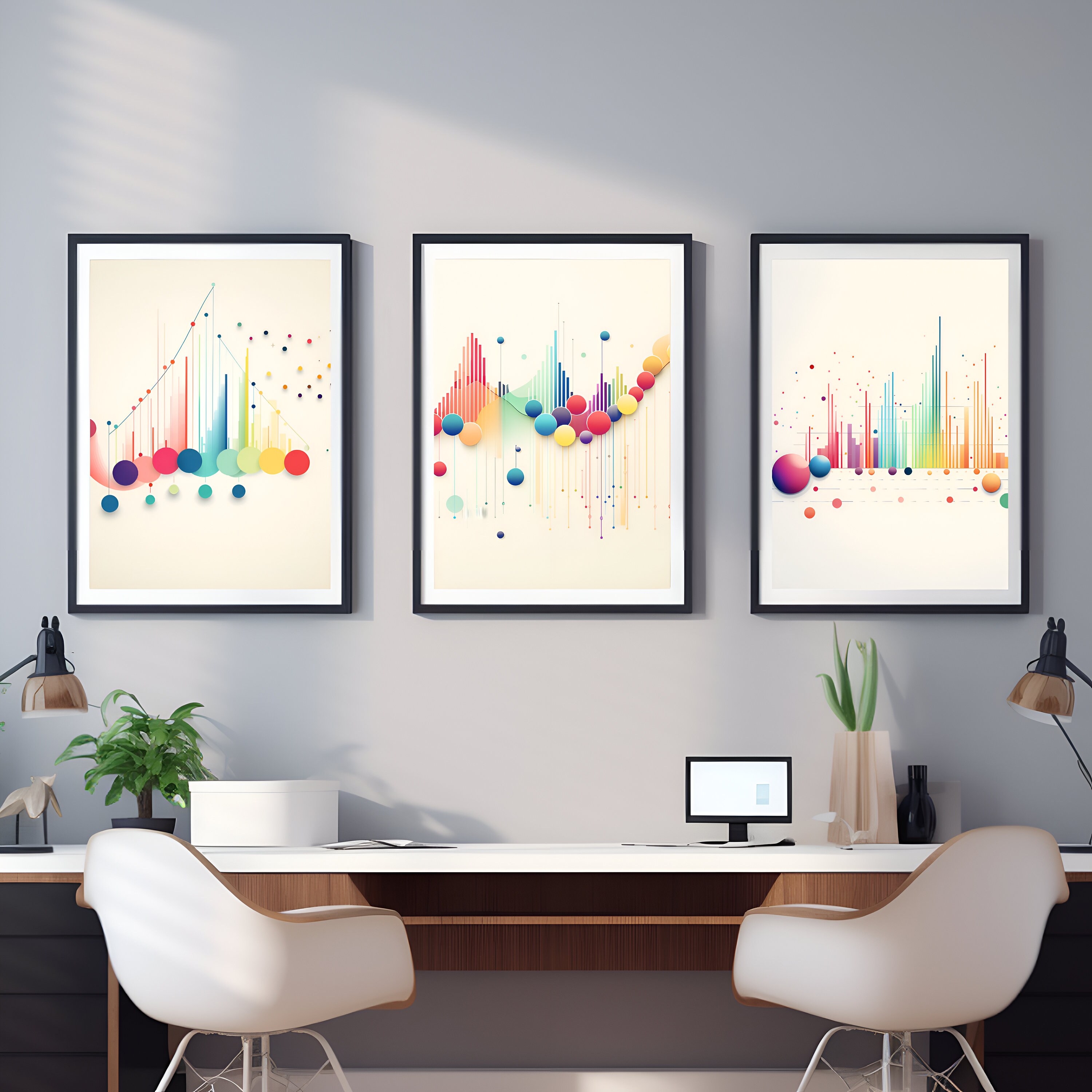Set of 3 Analytics-themed Digital Prints 8x10 & 12x12 Downloads Vibrant ...