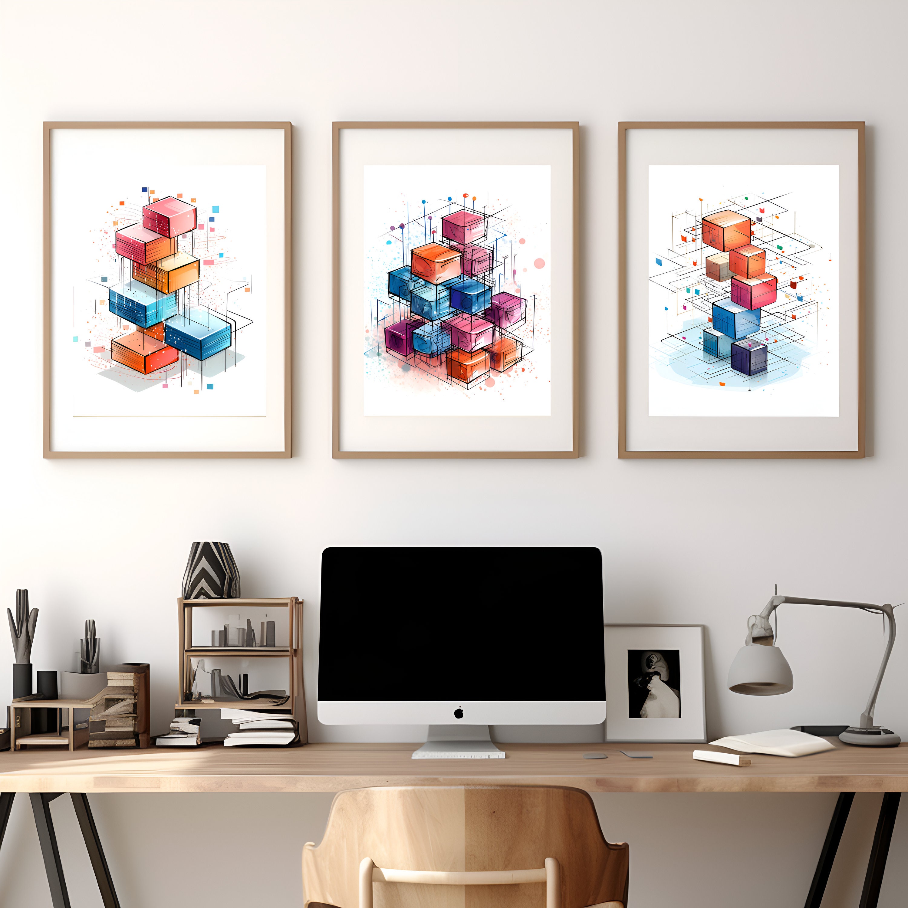 Set of 3 Colorful Data Science Art Prints | 8x10 & 12x12 Digital ...