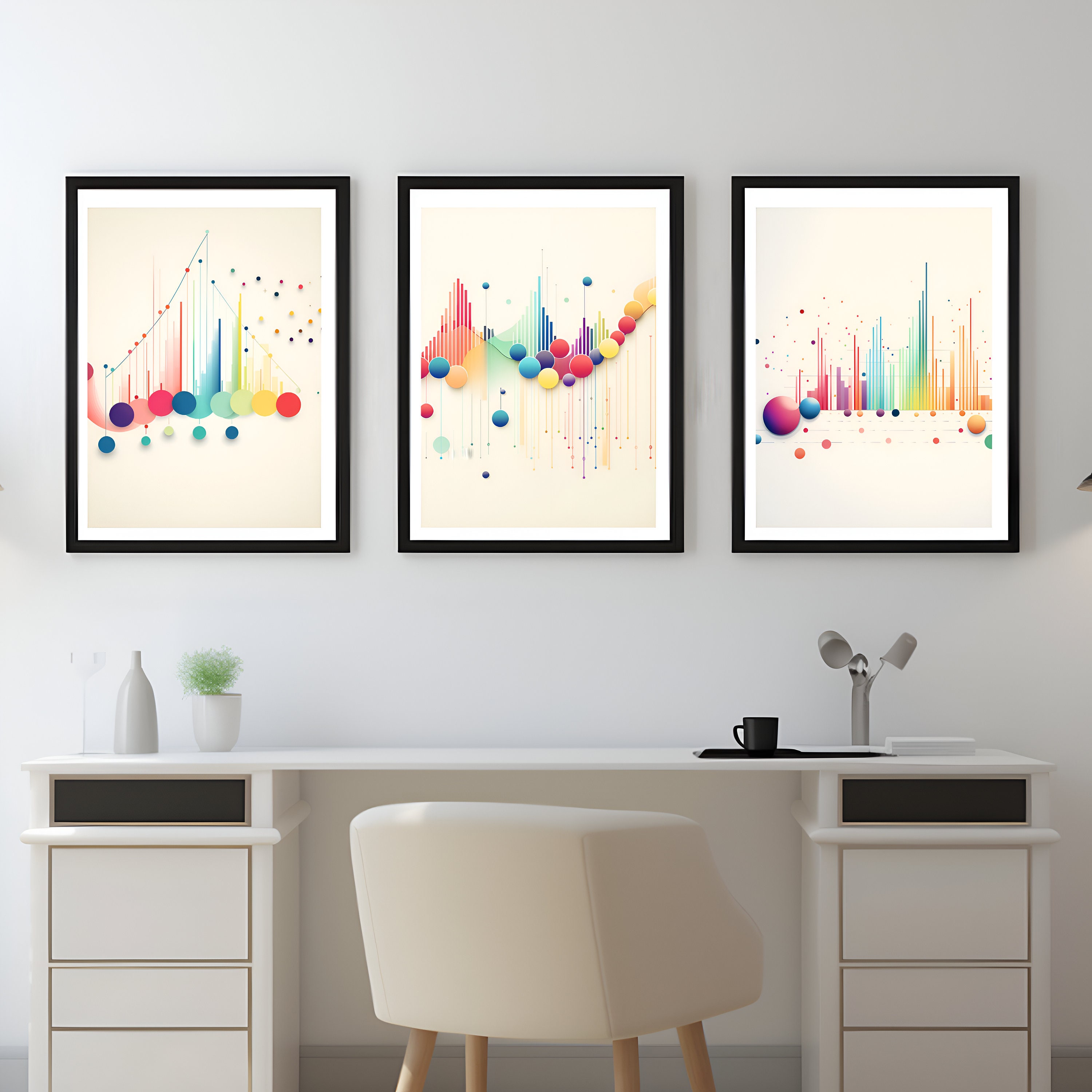 Set of 3 Analytics-themed Digital Prints 8x10 & 12x12 Downloads Vibrant ...
