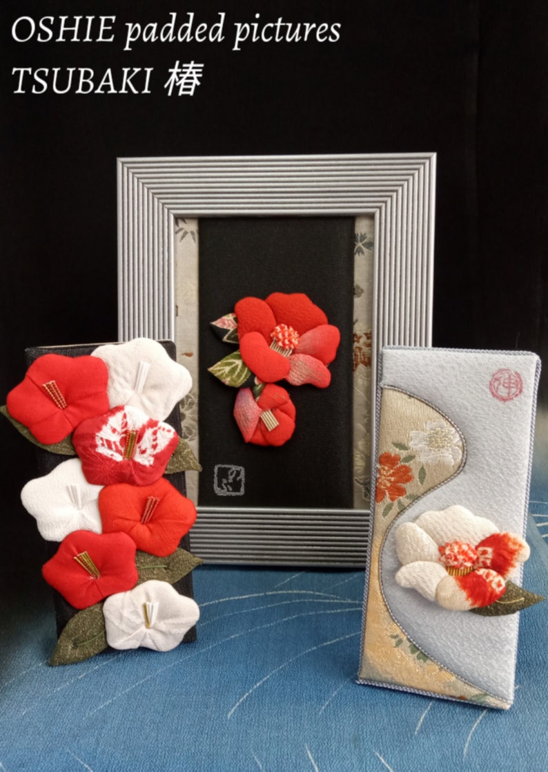 OSHIE, Japanese Patchwork, 3D Art, Handmade, One-of-a Kind, Camellia ...