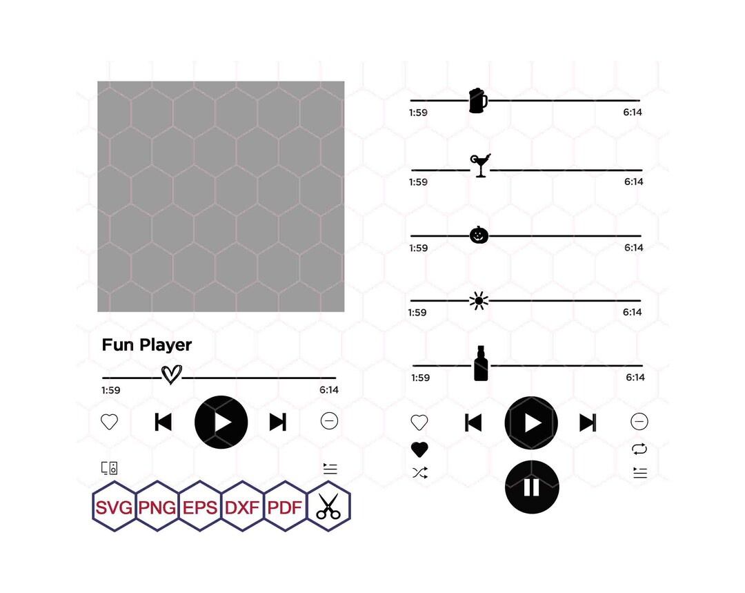 Music Player SVG Audio Control Buttons SVG Audio SVG Song Glass Art Fun ...