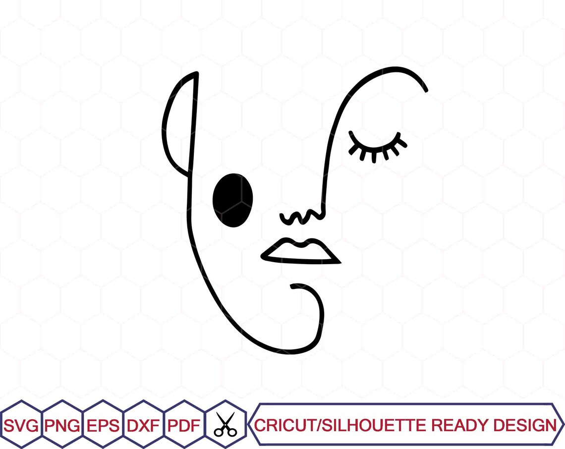 Abstract Female Face Single Line Art Svg Woman Svg Face - Etsy
