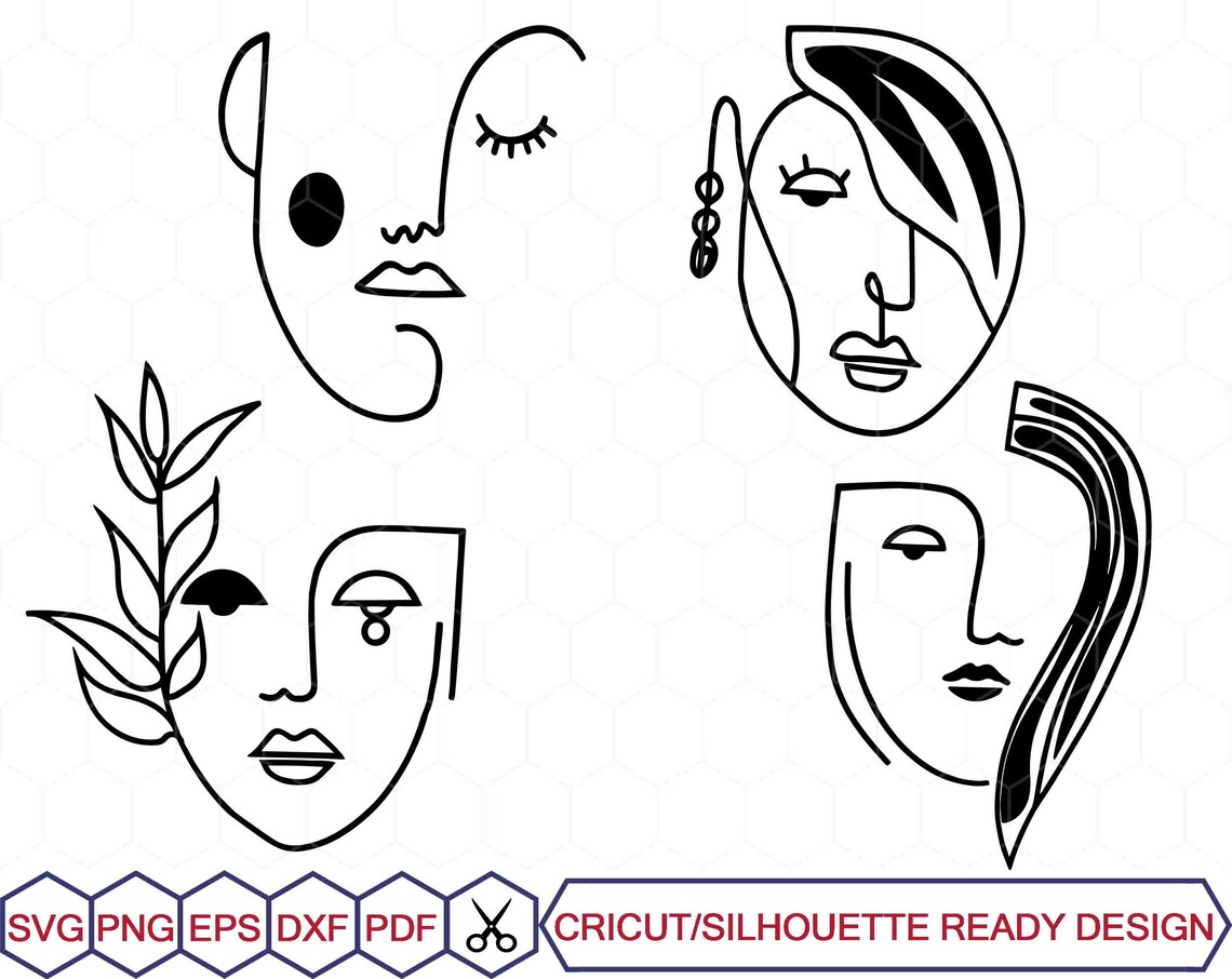 Abstract Female Face Single Line Art Svg Woman Svg Face - Etsy
