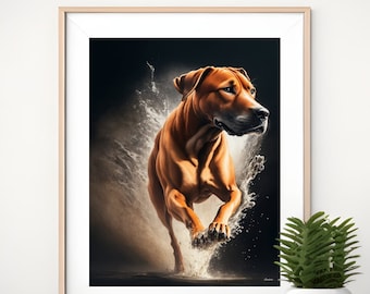 Rhodesian Ridgeback Dog Wall Art Digital Paint Rhodesian Ridgeback Dog ...