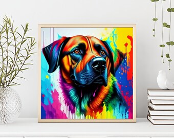 Rhodesian Ridgeback Dog Wall Art Digital Paint Rhodesian Ridgeback Dog ...