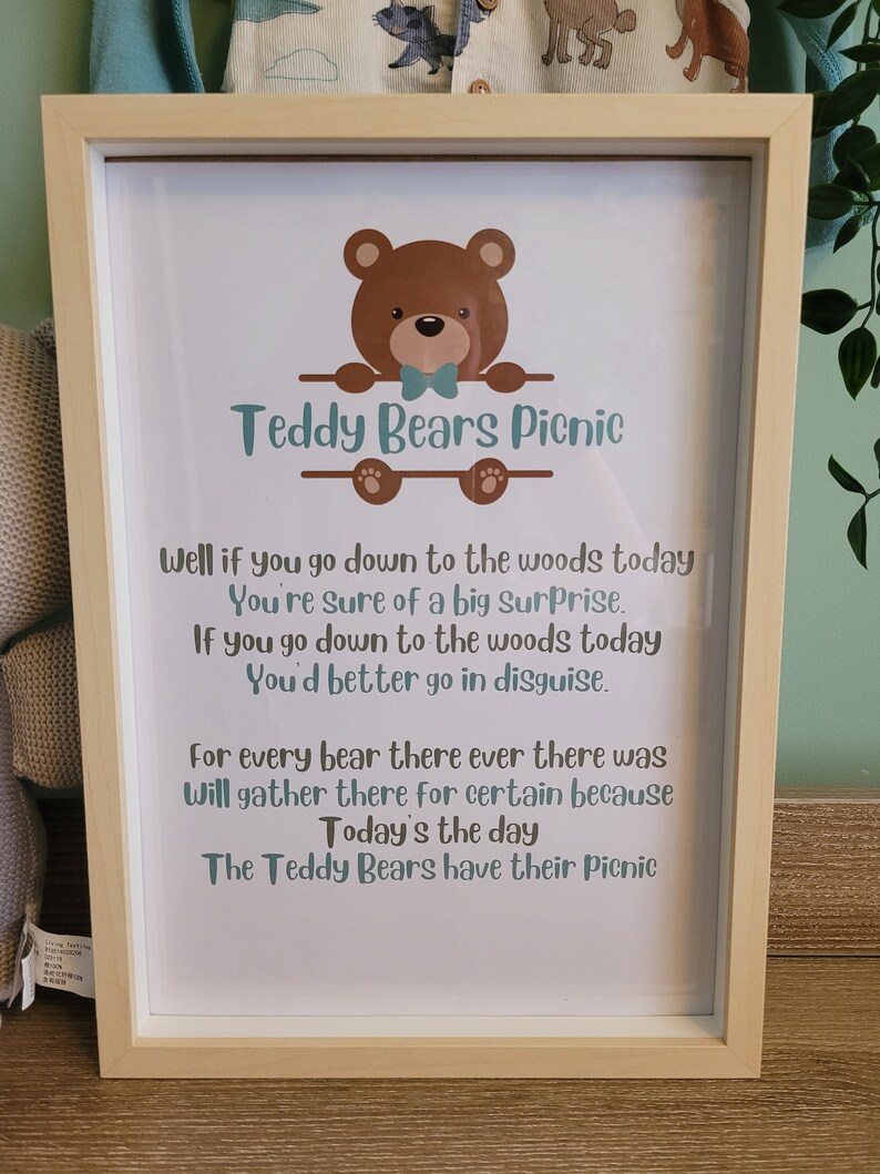 Teddy Bears Picnic - Nursery Wall Décor - A4 Printable Download (green ...