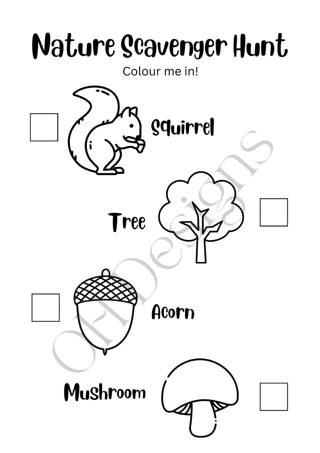 Colour Me in Nature Scavenger Hunt for Kids. Children's Activities ...