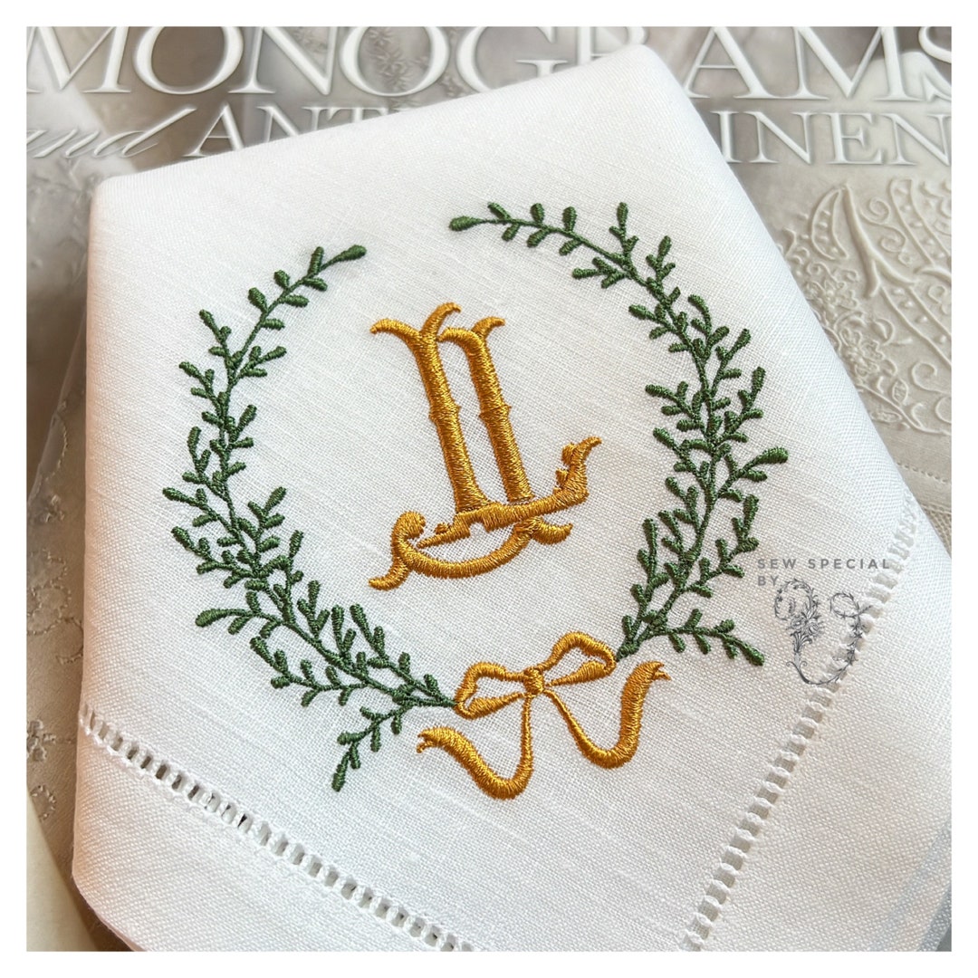 Monogrammed Linen Hemstiched Napkins, Personalized Linens, Monogrammed ...
