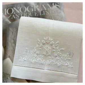 Monogrammed Tea Towel, Vintage Look White on White Tea Towel ...
