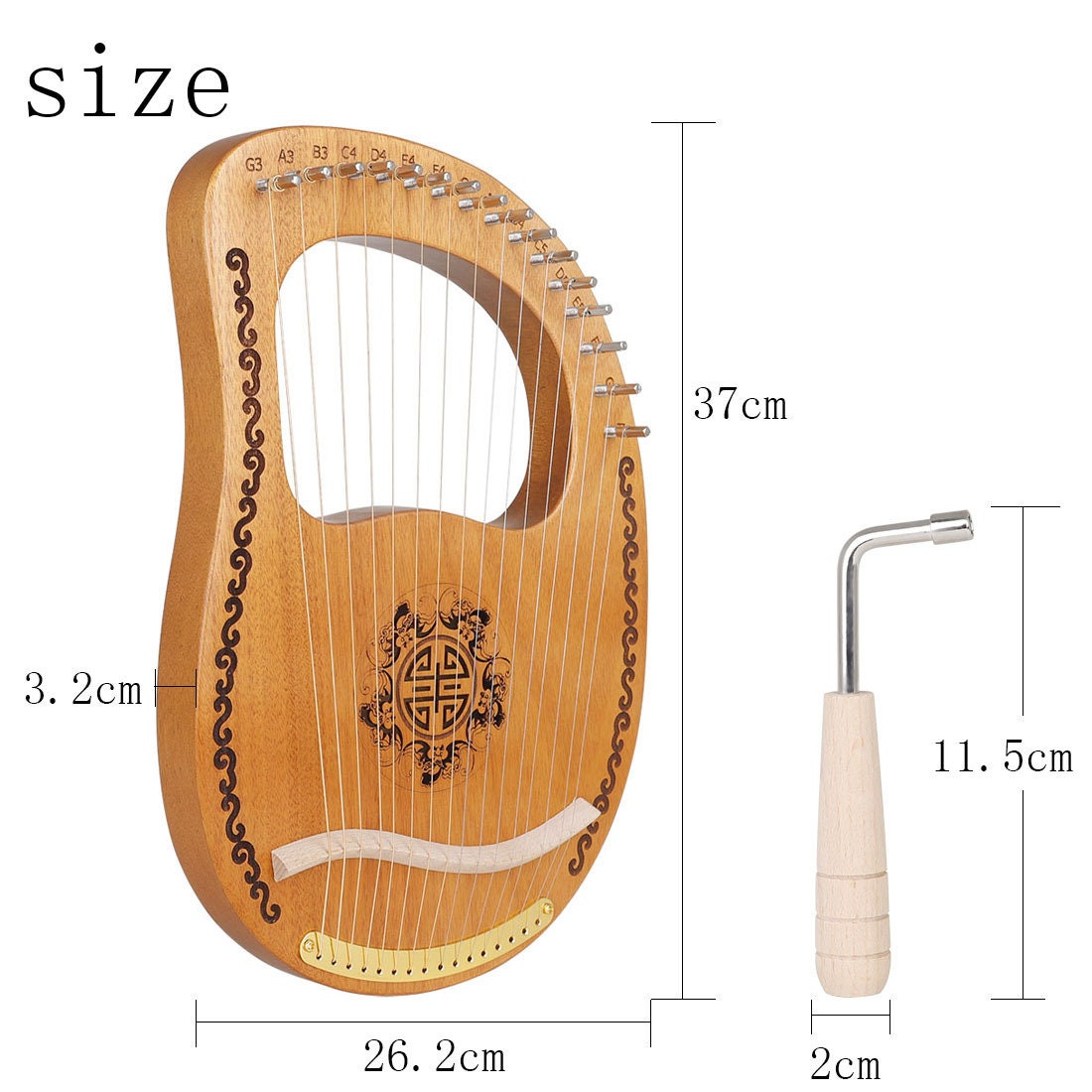 Small Harp, Small Portable Mahogany Handcrafted Wood Harp, Easy to ...