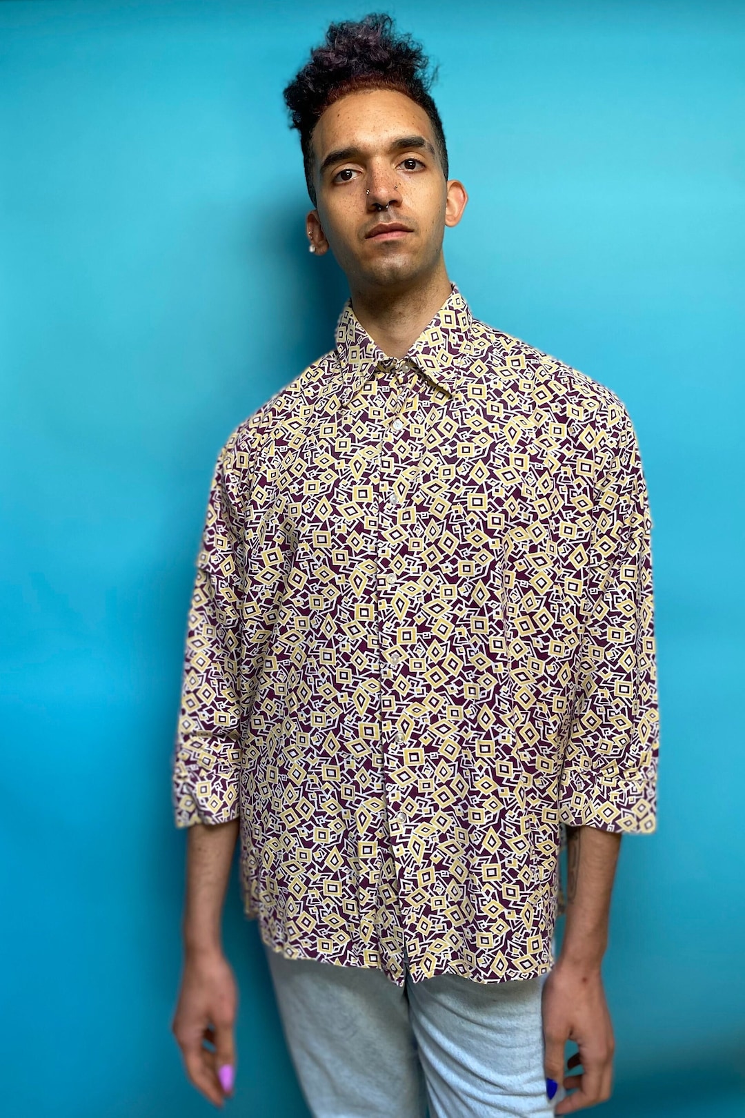 Vintage 1970s Retro Abstract Pattern Cotton Shirt - Etsy