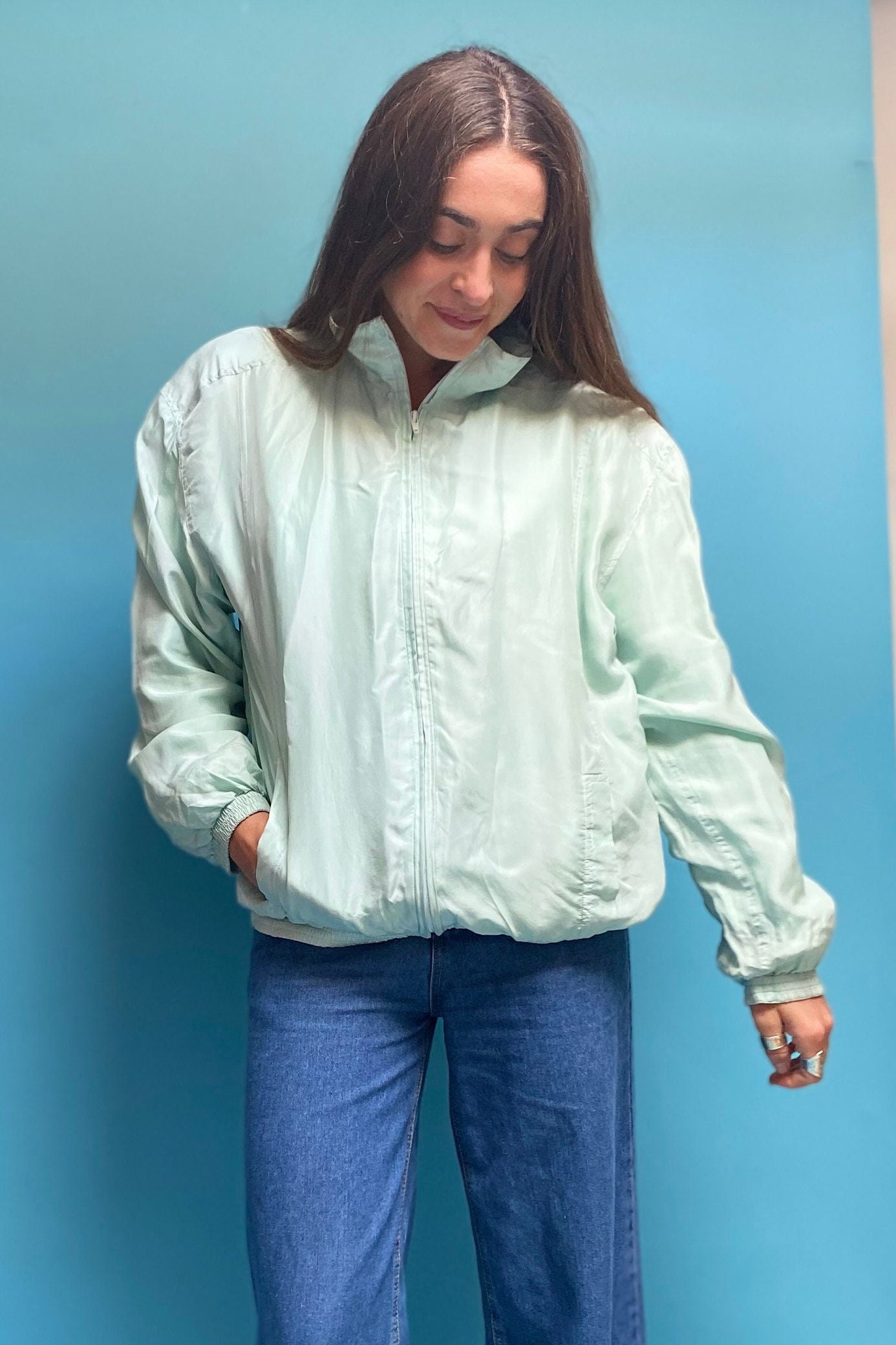 Vintage Mint Green Bomber Jacket. - Etsy