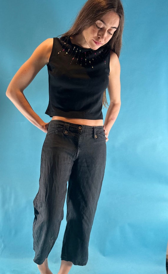 Y2K Vintage Lo-Rise Black Cargo Trousers. - Gem