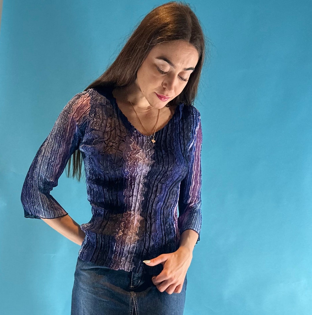 Y2K Vintage Blue Mesh Top. - Etsy