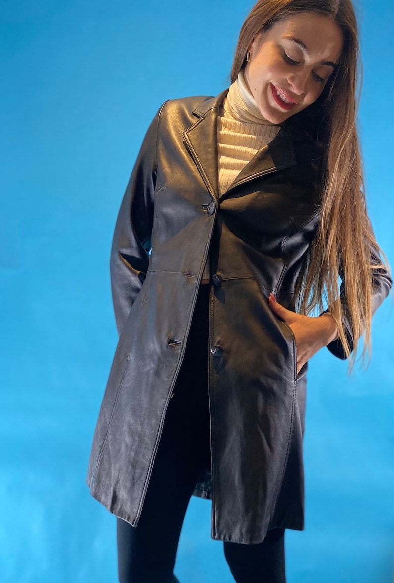 Vintage Leather Jacket Y2K Matrix Maxi Coat in Black. - Etsy