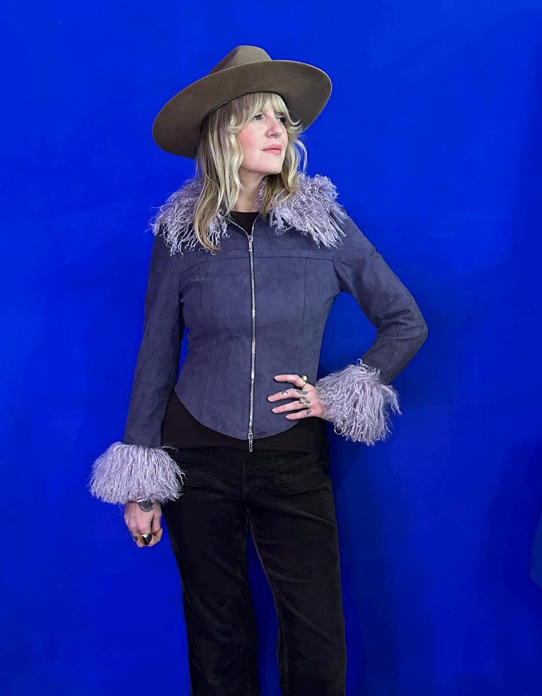 Vintage Rework Faux Suede Karen Mullen Jacket Afghan Coat With ...