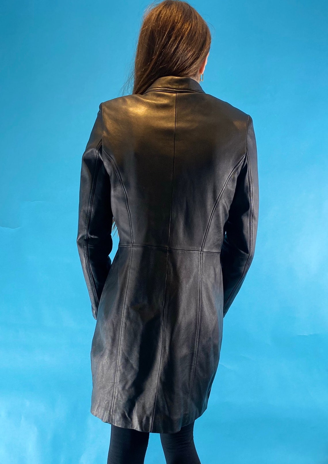 Vintage Leather Jacket Y2K Matrix Maxi Coat in Black. - Etsy