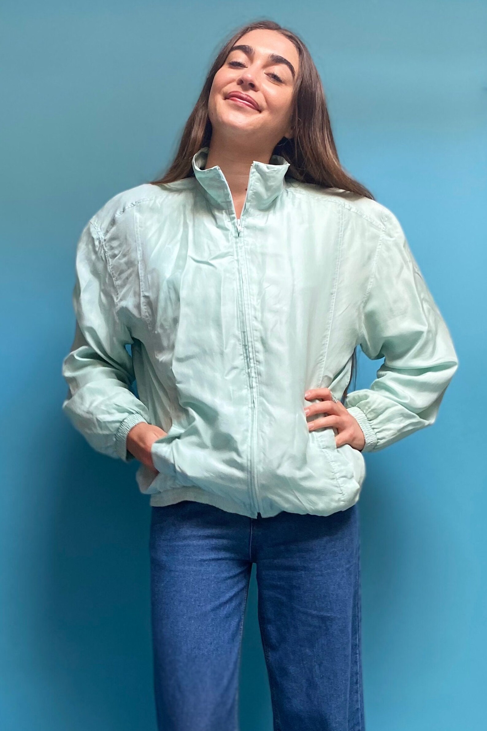 Vintage Mint Green Bomber Jacket. - Etsy