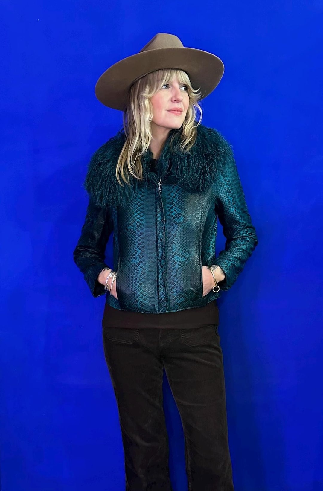 Vintage Rework Faux Snakeskin Jacket or Afghan Coat With Mongolian ...