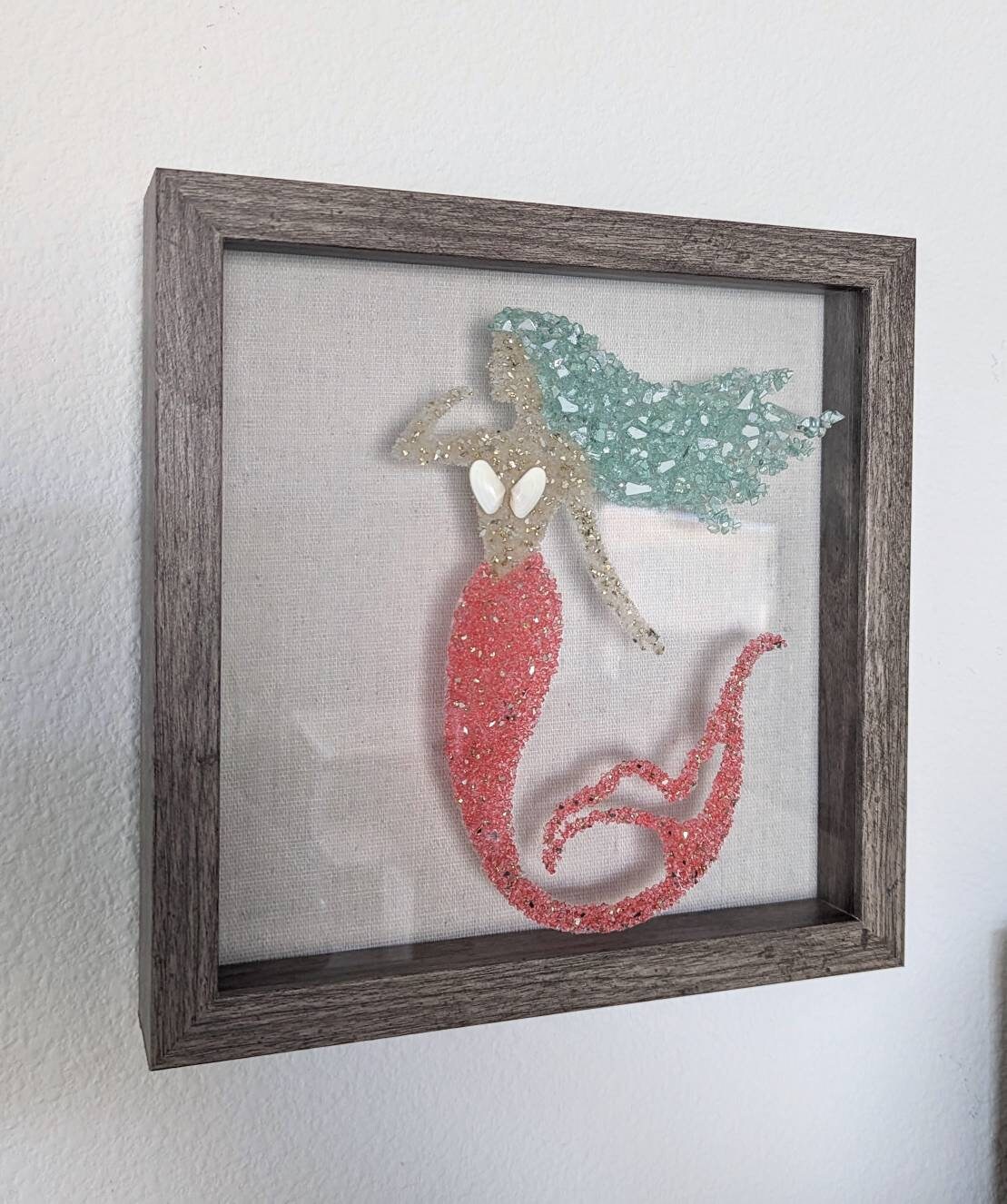Personalized Mermaid Art in a Framed, 10x10 Inch Shadowbox. Designed ...