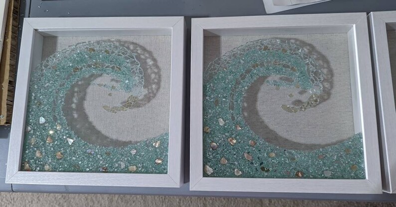 2-pack Crushed Glass Ocean Wave in Shadowbox With Real Sea - Etsy
