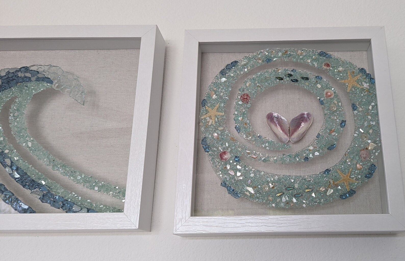 Sea Glass Ocean Wall Art With Sea Shells. This is an Upscale - Etsy