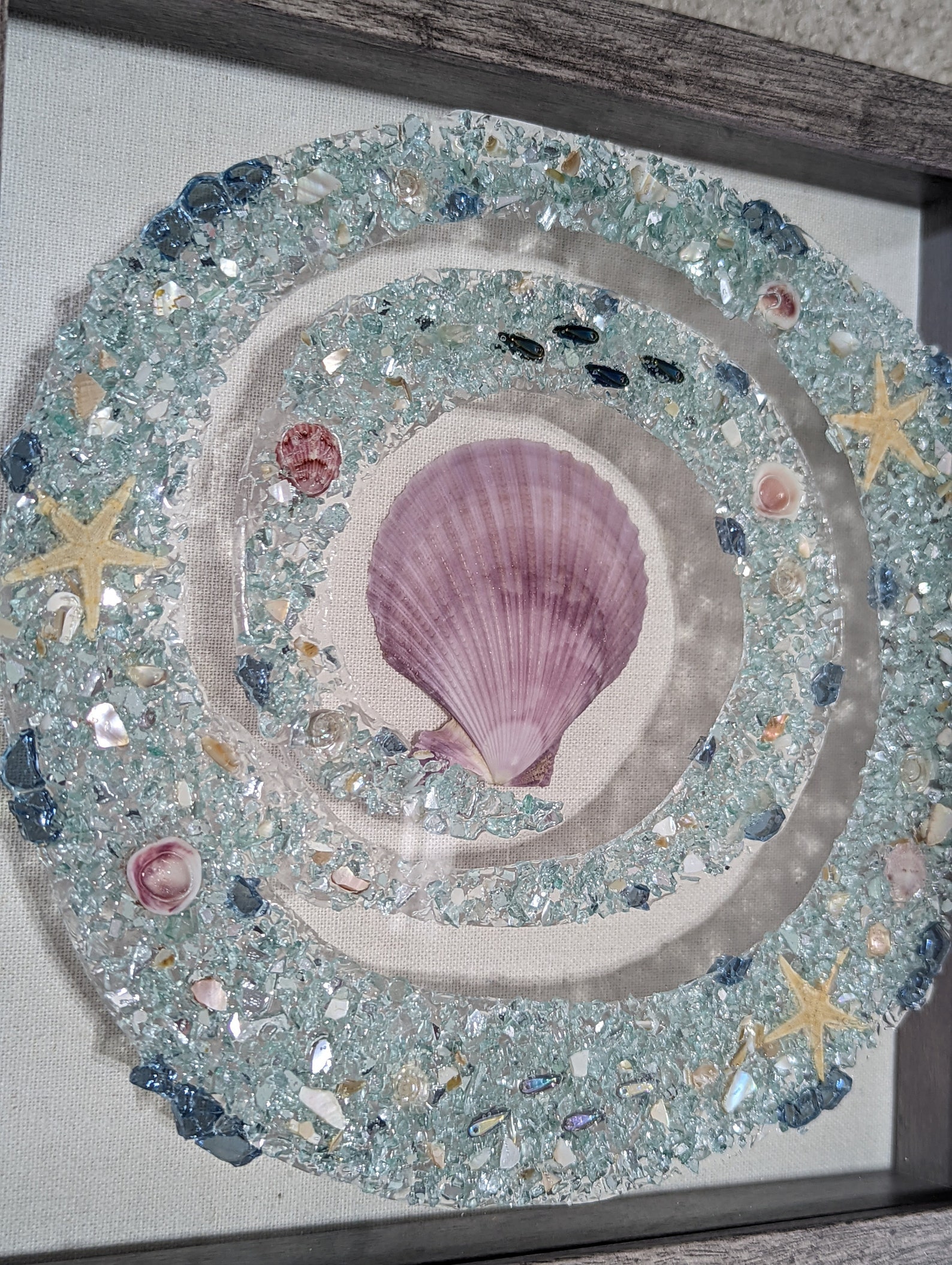 Sea Glass Ocean Wall Art With Sea Shells. This is an Upscale - Etsy