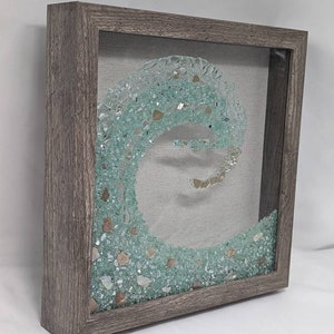 Gorgeous Ocean Wave Art in Seaglass Colored, Crushed Glass. Frame Color ...