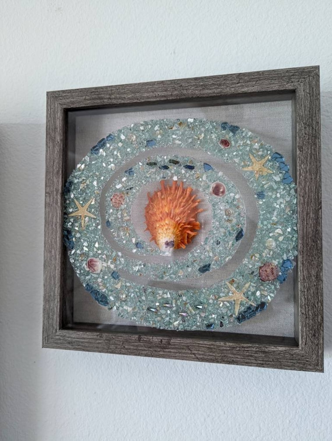 Sea Glass Ocean Wall Art With Sea Shells. This is an Upscale - Etsy