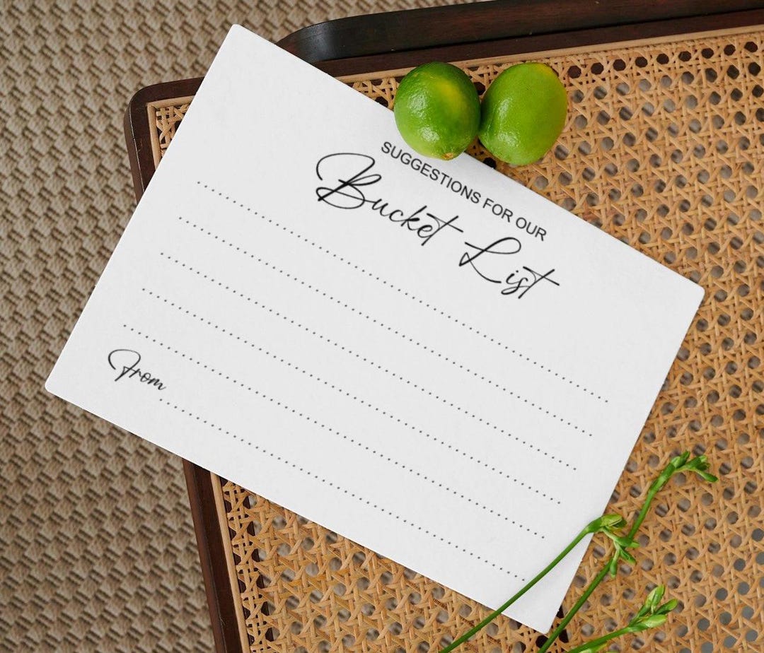 Wedding Bucket List Note Cards, Suggestions for Our Bucket List, Travel ...