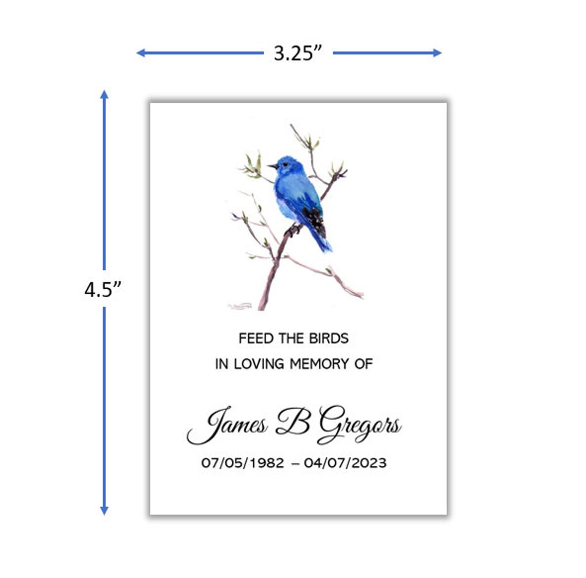 Custom Funeral Bird Seed Packet Favors, Birdseed Envelopes Sympathy ...