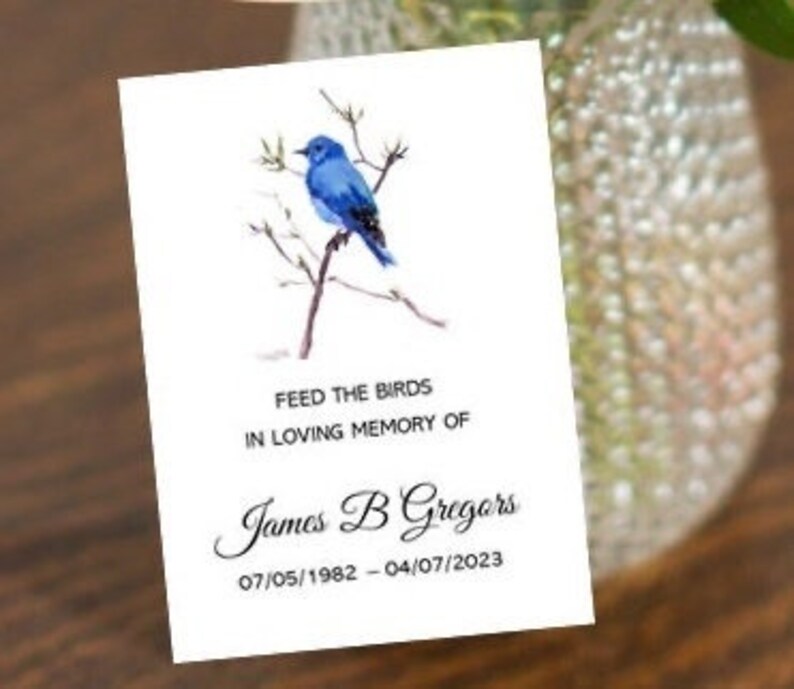 Custom Funeral Bird Seed Packet Favors, Birdseed Envelopes Sympathy ...