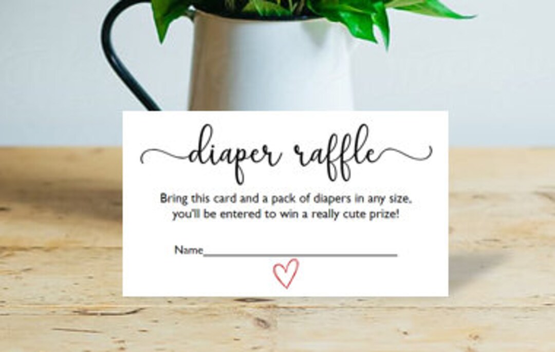 Diaper Raffle Ticket Cards, Bring a Pack of Diapers, Baby Shower Diaper ...