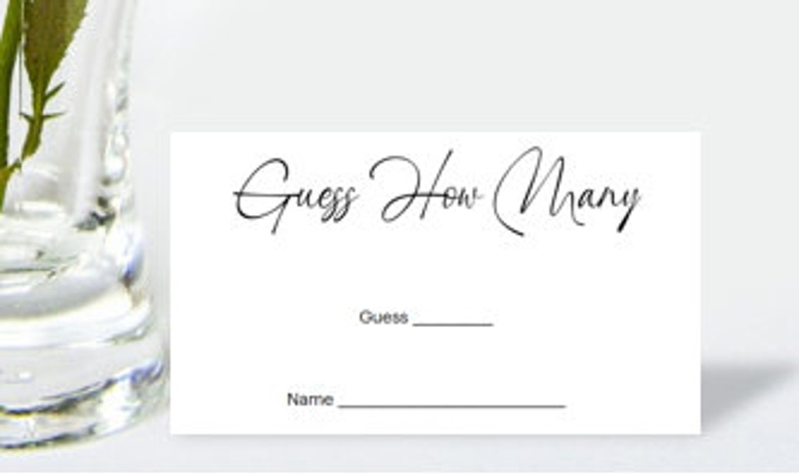 Guess How Many Cards, Guessing Game for Party Wedding or Shower ...