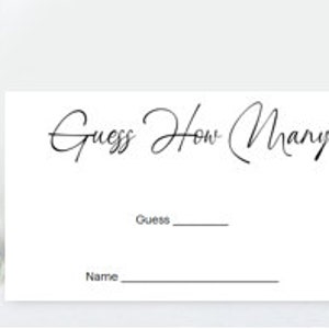 Guess How Many Cards, Guessing Game for Party Wedding or Shower ...