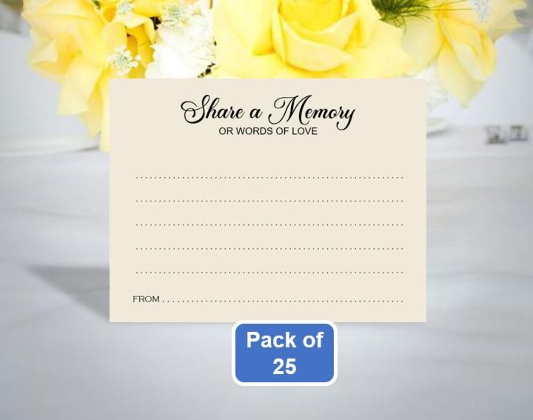 Printed Share a Memory Note Cards, Funeral or Celebration of Life ...
