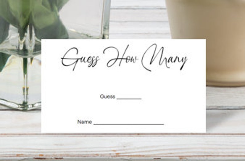 Guess How Many Cards, Guessing Game for Party Wedding or Shower ...