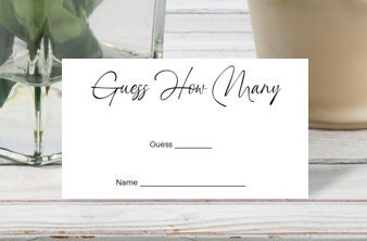 Guess How Many Cards, Guessing Game for Party Wedding or Shower ...