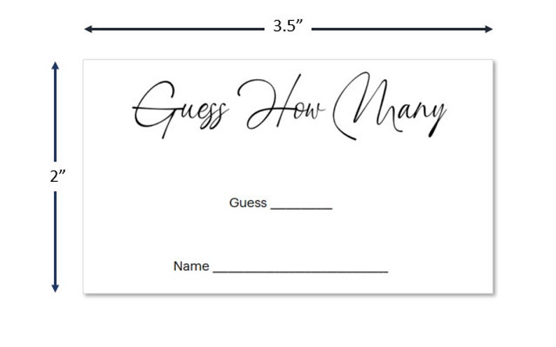 Guess How Many Cards, Guessing Game for Party Wedding or Shower ...