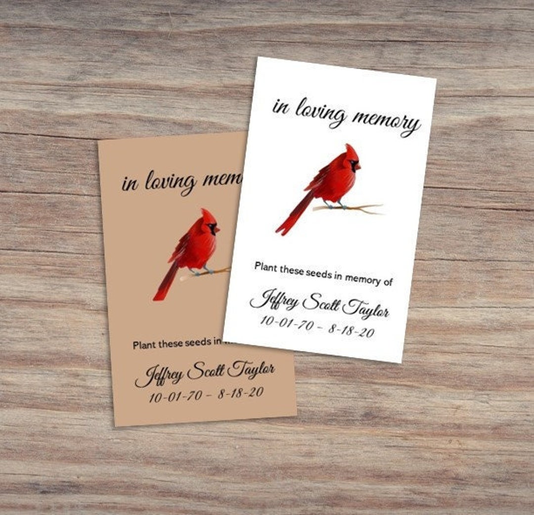 Sympathy Gift Custom Funeral Seed Packet Favors, Celebration of Life ...